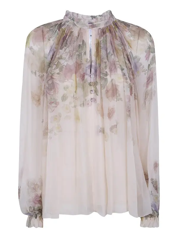 TWINSET Plated Print Viscose Blouse - Beige