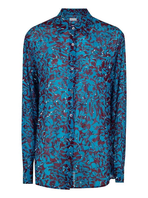 Dries Van Noten Clavelly Embroidered Shirt - Blue