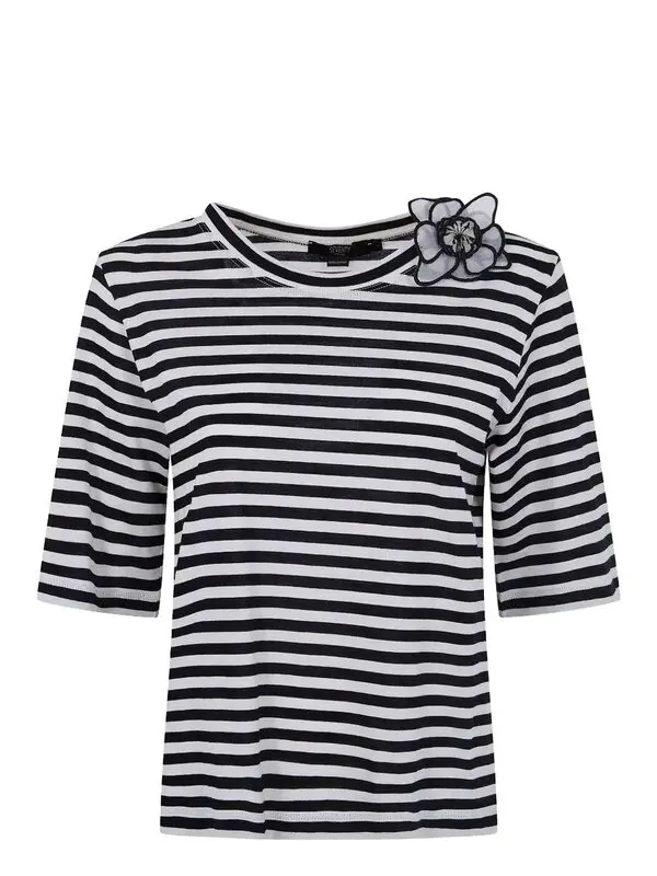 Seventy Striped Cotton Jersey Boat Neck T-shirt - Blue