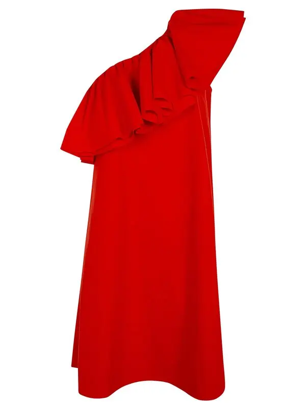 Essentiel Antwerp Juicer Asymmetric Ruffle Dress - Red