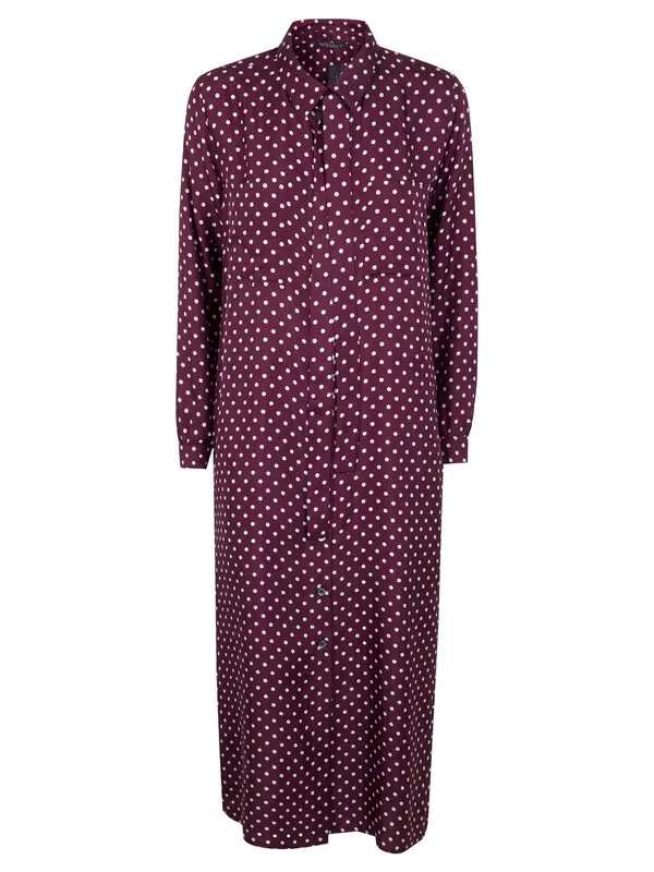 LAURA URBINATI Belted Long Sleeve Shirtdress - Red
