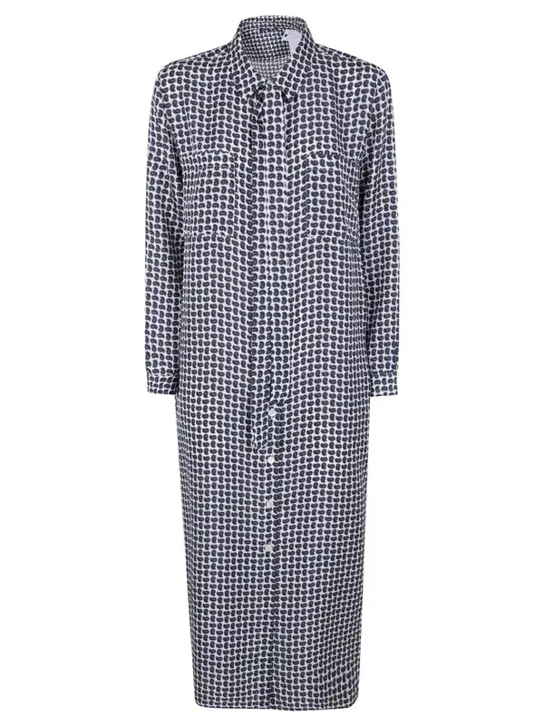 LAURA URBINATI Belted Long Sleeve Shirt Dress - White
