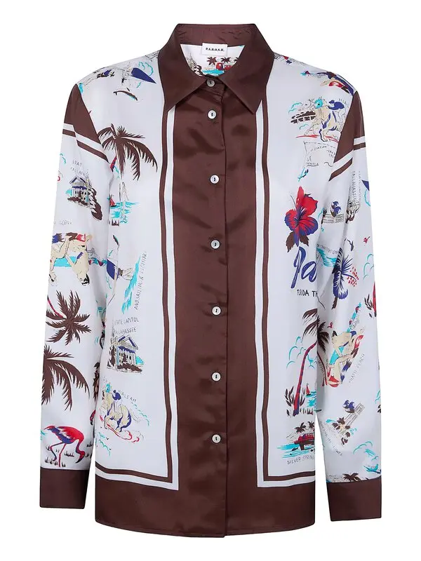P.a.r.o.s.h Scard Foulard Print Shirt - Brown