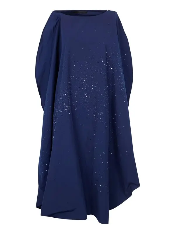 MARIA CALDERARA Cotton Polyester Hand Painted Volume Dress - Blue