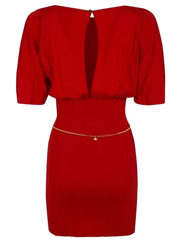 Elisabetta Franchi Mini Knit Dress - Red