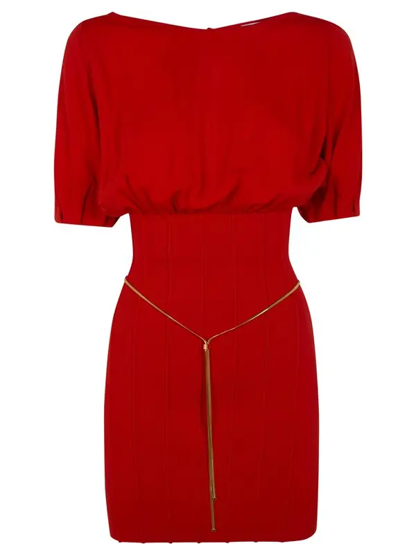 Elisabetta Franchi Mini Knit Dress - Red