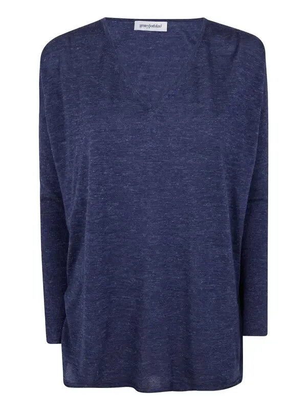 GENTRYPORTOFINO Knit V Neck Sweater - Blue