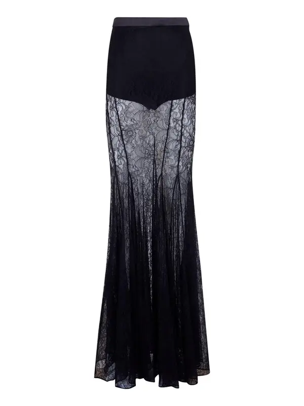 Elisabetta Franchi Long Flamenco Skirt - Black
