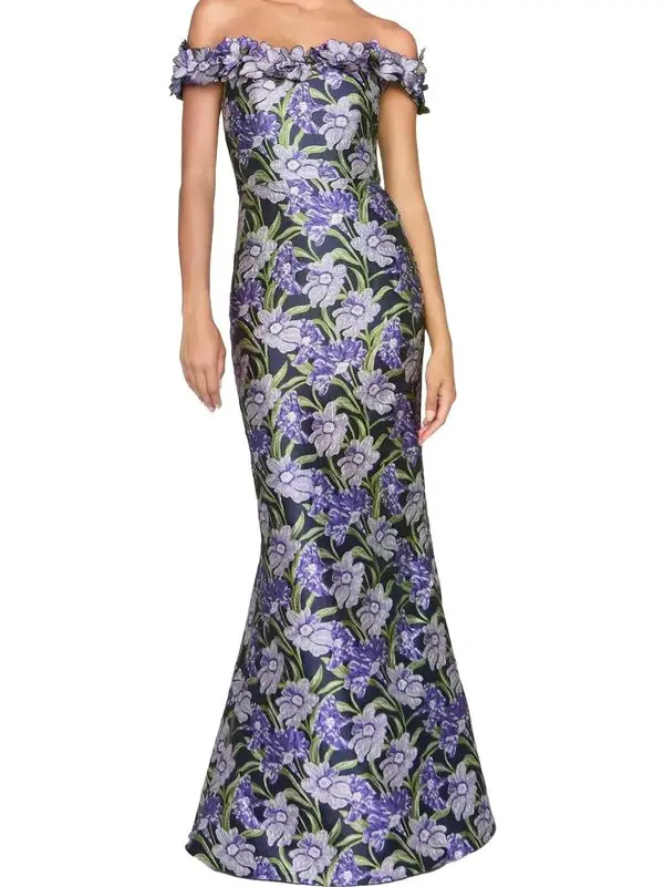 Theia Olyssia Floral-print Maxi Dress - Blue