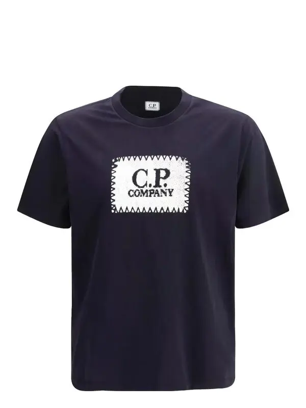 C.P. COMPANY Jersey 30/1 Short Sleeve Logo Label T-shirt - Blue