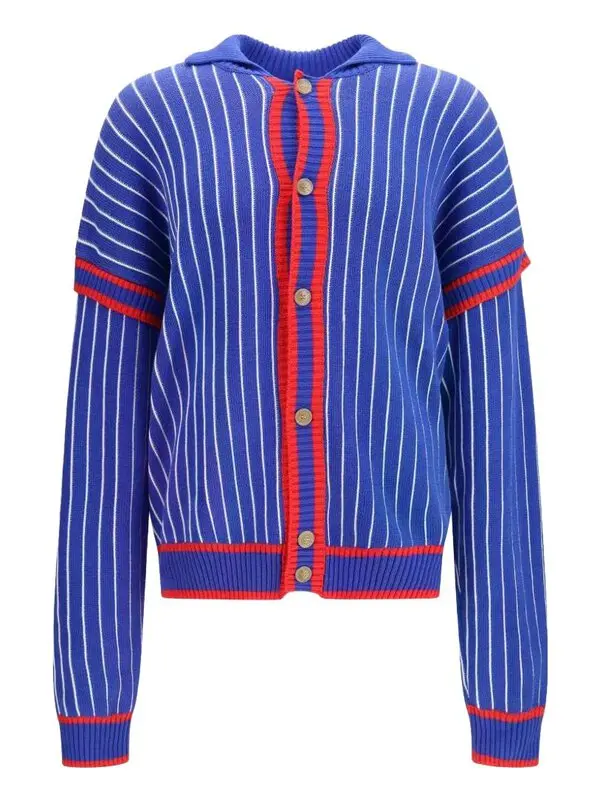 Gcds Pinstriped Cardigan - Blue