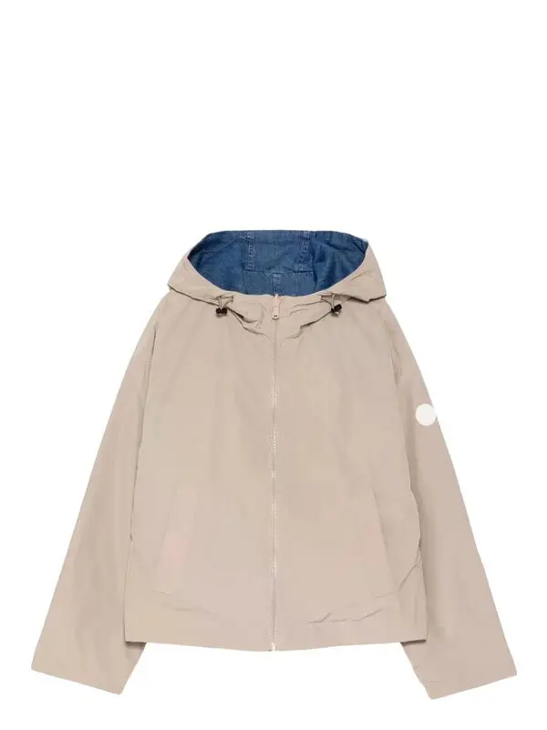 AGNES B. Reversible Hooded Zip Jacket - Neutrals