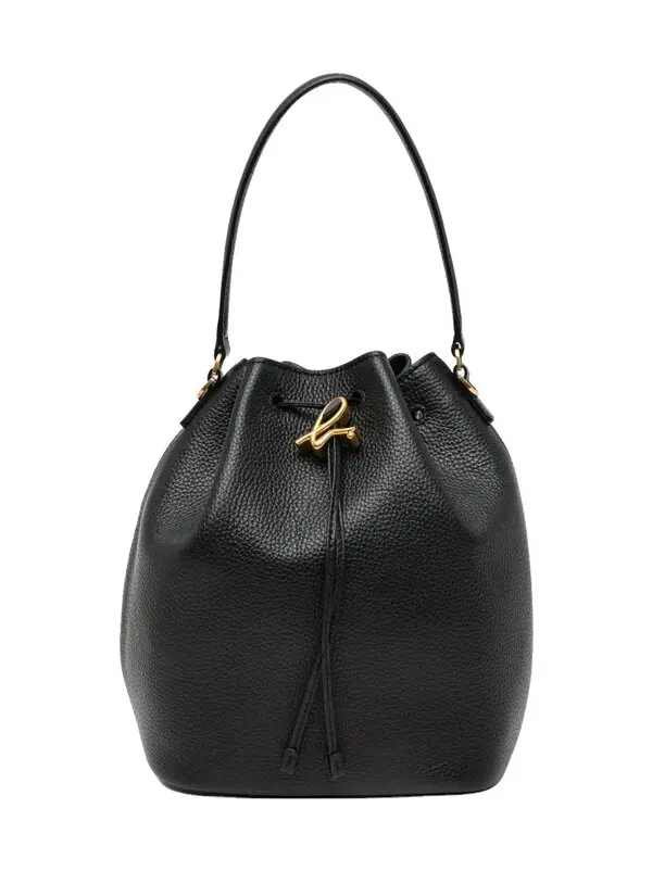AGNÈS B. Drawstring Leather Shoulder Bag - Black