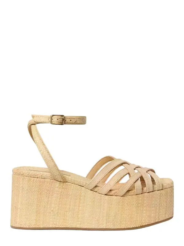 LOEFFLER RANDALL Channing Platform Crossover Sandals - Neutrals