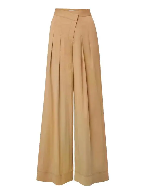 Veronica Beard Pleated Wide Leg Trousers - Brown