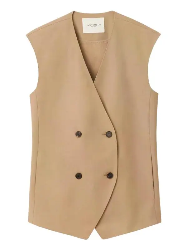 Lafayette 148 New York Double-breasted Vest - Brown