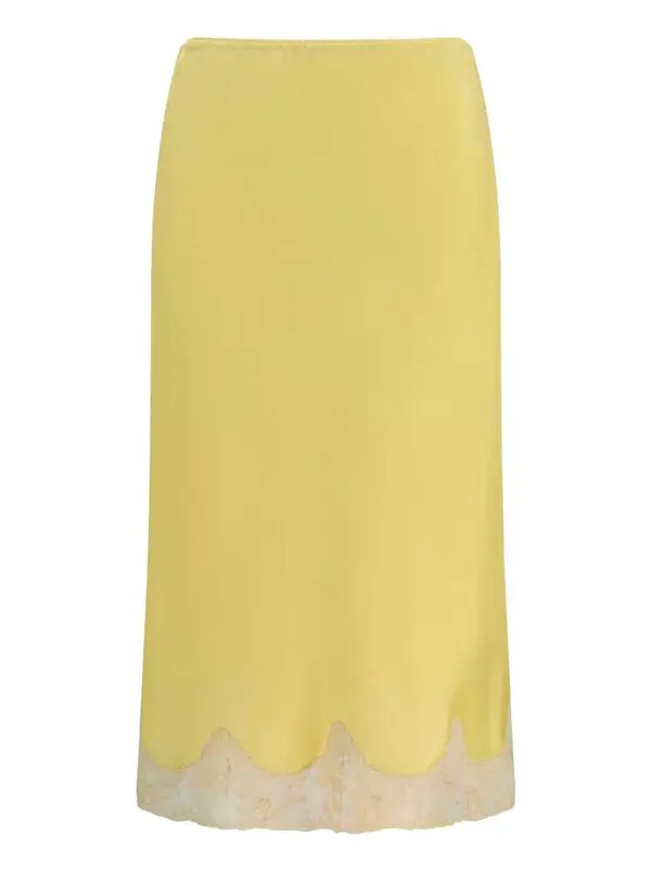 Saint Laurent Lace-detail Midi Skirt - Yellow