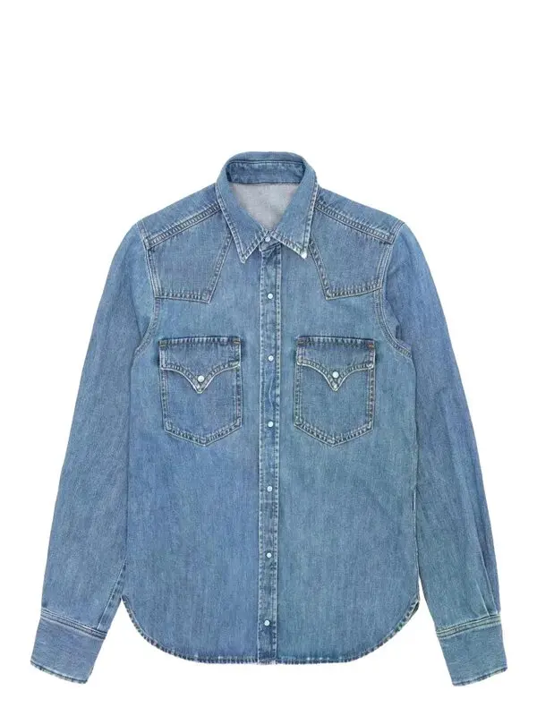 FORTELA Flap Pocket Western Shirt - Blue
