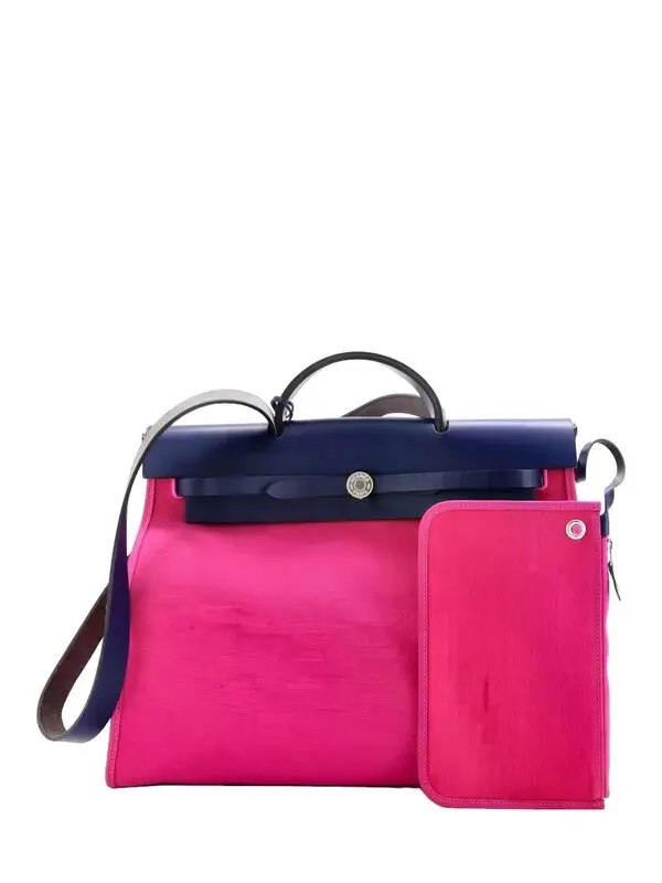 Hermès Herbag Zip Leather And Toile 39 Satchel - Pink