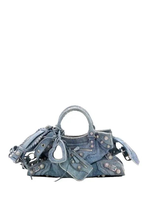 Balenciaga Neo Cagole City Denim Shoulder Bag - Blue