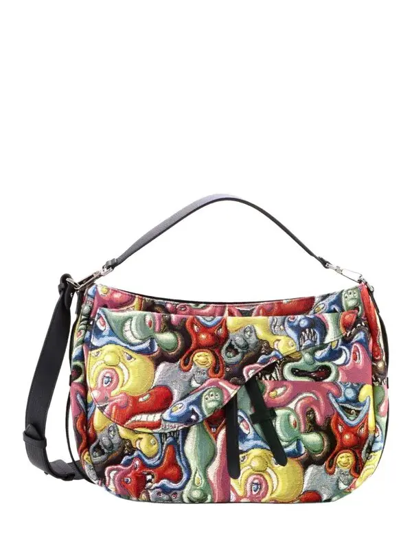 Dior Kenny Scharf Saddle Soft Bag Jacquard Printed Canvas Crossbody Bag - Multicolour