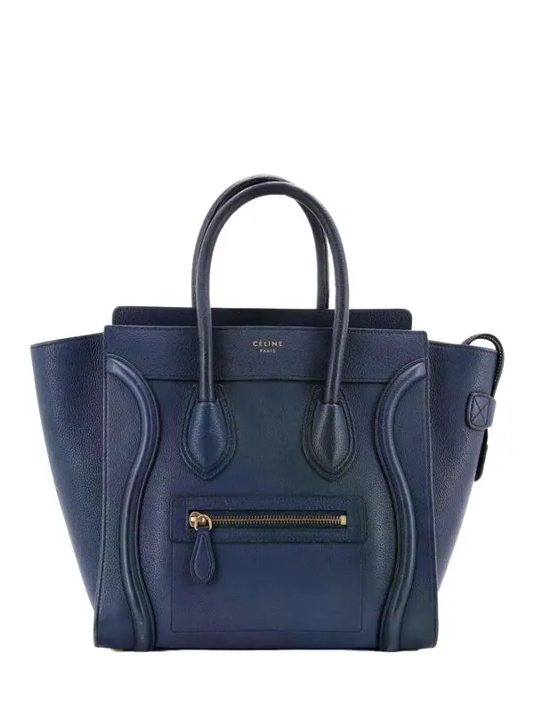 Celine Luggage Bag Grainy Leather Micro Tote - Blue