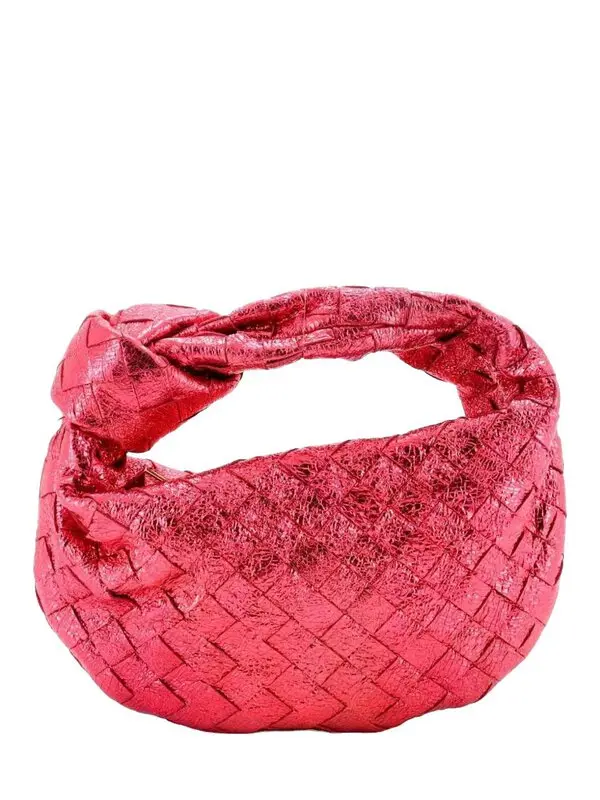 Bottega Veneta Jodie Metallic Intrecciato Nappa Mini Hobo Bag - Pink