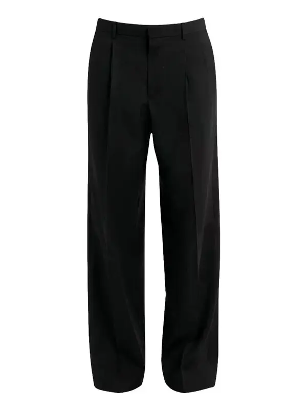SUNFLOWER Wide Pleated Wool Trousers - Black