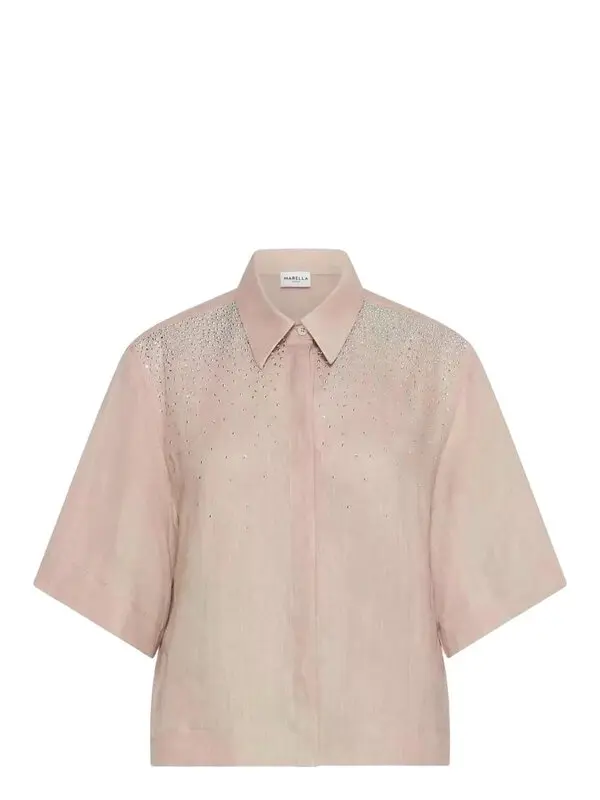 Marella Embellished Linen Shirt - Pink