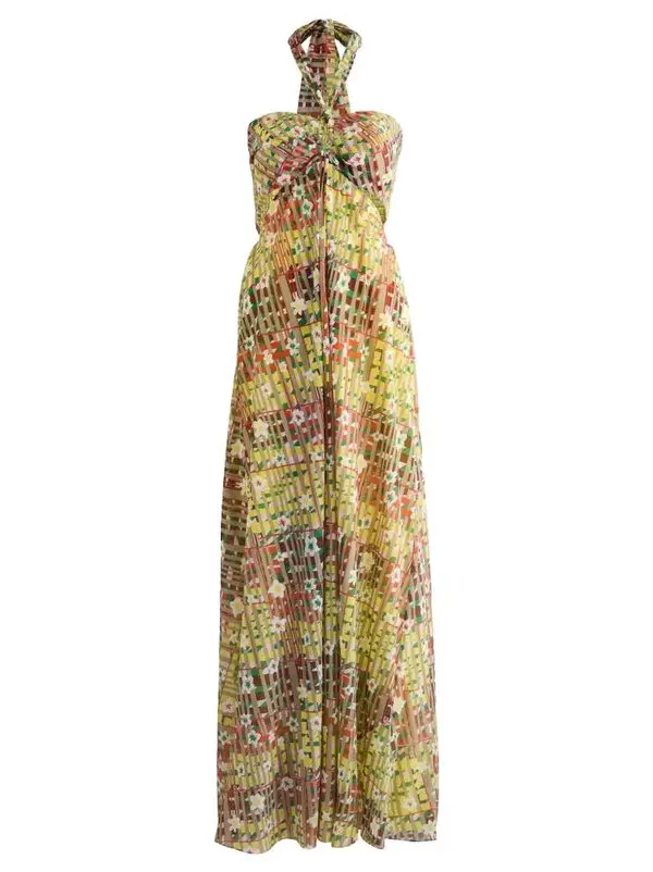 Diane Von Furstenberg Floral-print Halterneck Dress - Neutrals