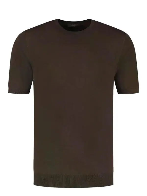 SLOWEAR Short-sleeved Crew-neck Sweater - Brown