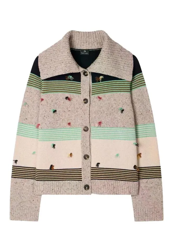 Paul Smith Block-stripe Knit Wool Cardigan - Neutrals
