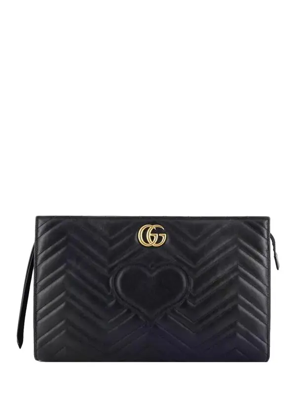 Gucci Gg Marmont Matelassé Leather Clutch - Black