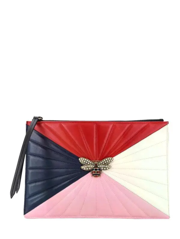 Gucci Queen Margaret Bee Leather Clutch Bag - Multicolour