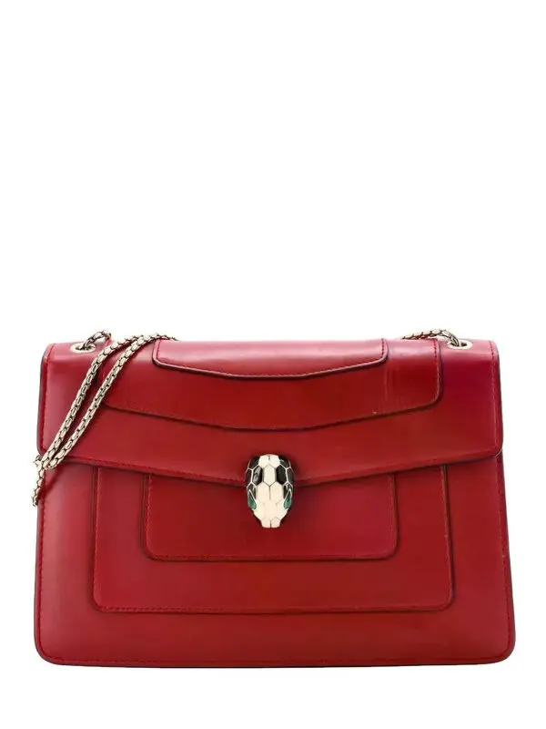 BVLGARI Serpenti Forever Square Leather Medium Shoulder Bag - Red