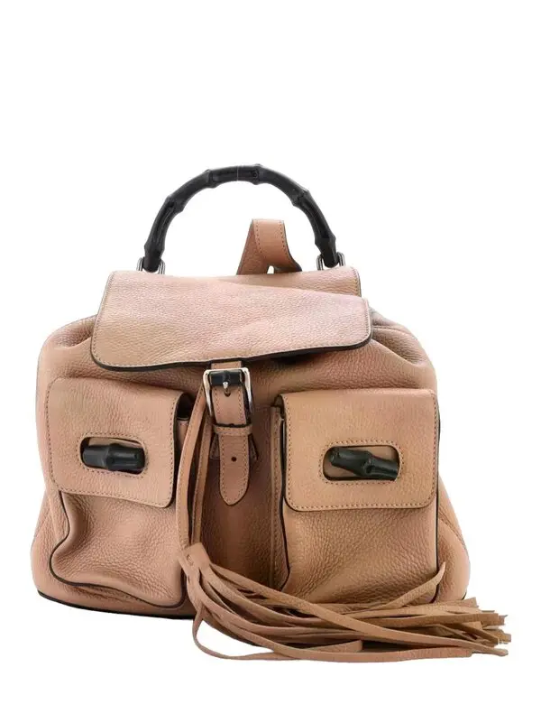 Gucci Bamboo Tassel Leather Medium Backpack - Neutrals