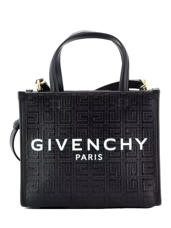 Givenchy G- 4g Embossed Coated Canvas Mini Tote Bag - Black