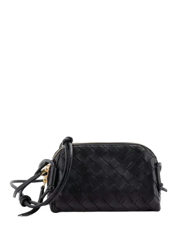 Bottega Veneta Concert Pouch Intrecciato Nappa Mini Crossbody Bag - Black