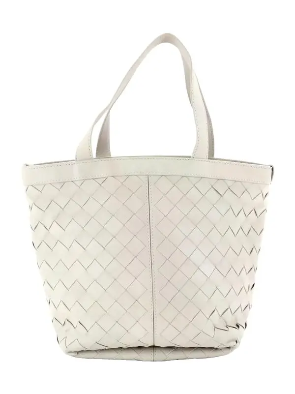 Bottega Veneta Flip Flap Intrecciato Leather Small Tote Bag - White