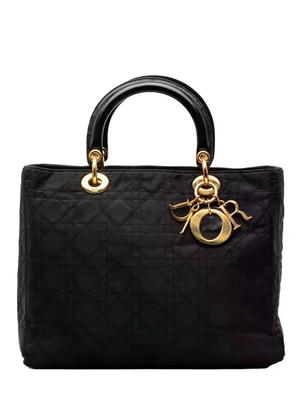 Dior 1999 Large Nylon Cannage Lady Satchel - Black