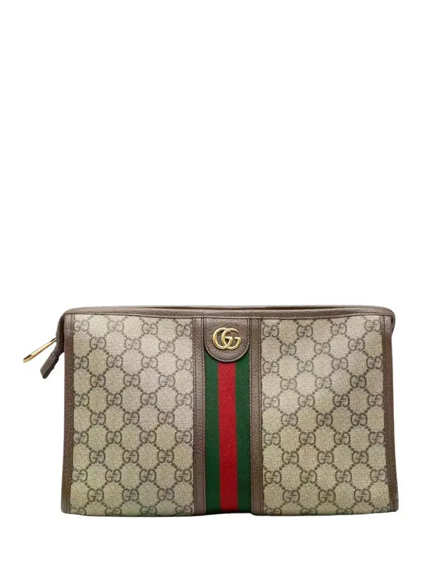 Gucci Gg Supreme Ophidia Clutch - Brown