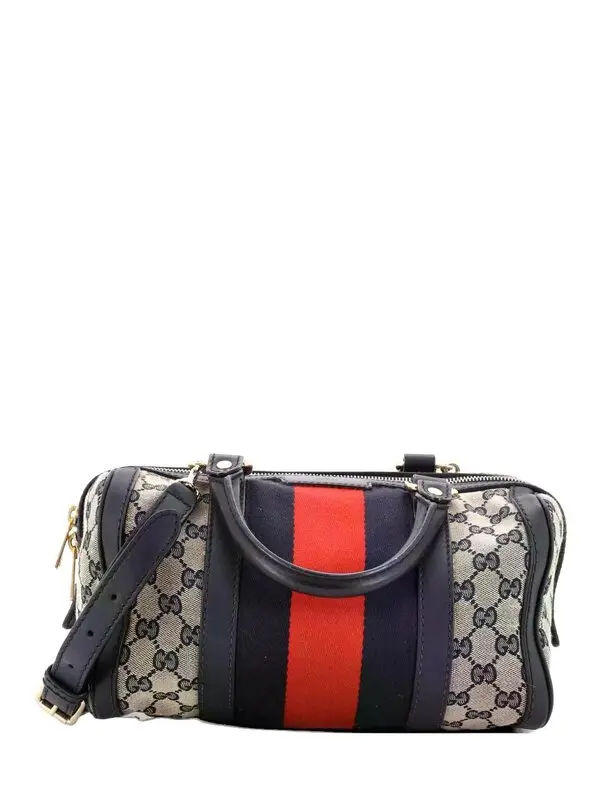 Gucci Vintage Web Boston Bag Gg Canvas Small Satchel - Blue