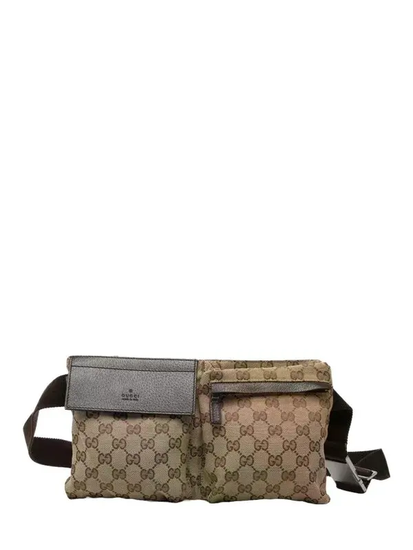 Gucci Gg Canvas Double Pocket Belt Bag - Brown