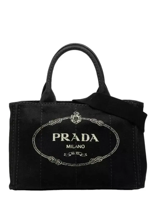 Prada 2000-2013 Canapa Logo Satchel - Black