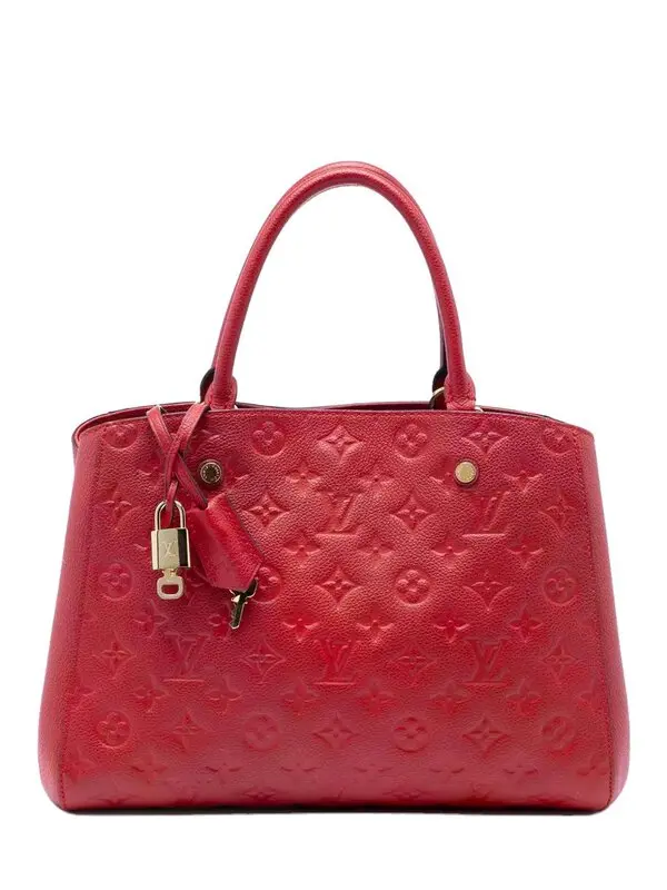 LOUIS VUITTON 2015 Monogram Empreinte Montaigne Mm Satchel - Red