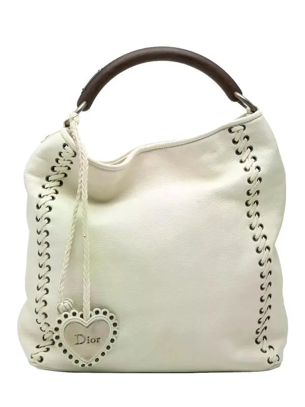 Dior 2007 Leather Ethnic Hobo Handbag - White
