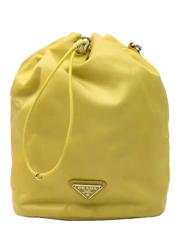 Prada 2000-2013 Tessuto Drawstring Wristlet Pouch - Yellow