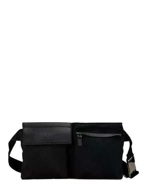 Gucci Gg Canvas Double Pocket Belt Bag - Black