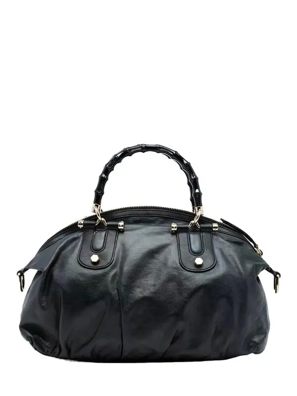 Gucci Leather Bamboo Handle Satchel - Black