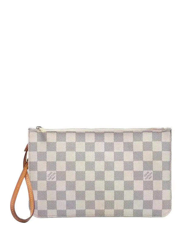 LOUIS VUITTON Damier Azur Neverfull Mm Pouch - White